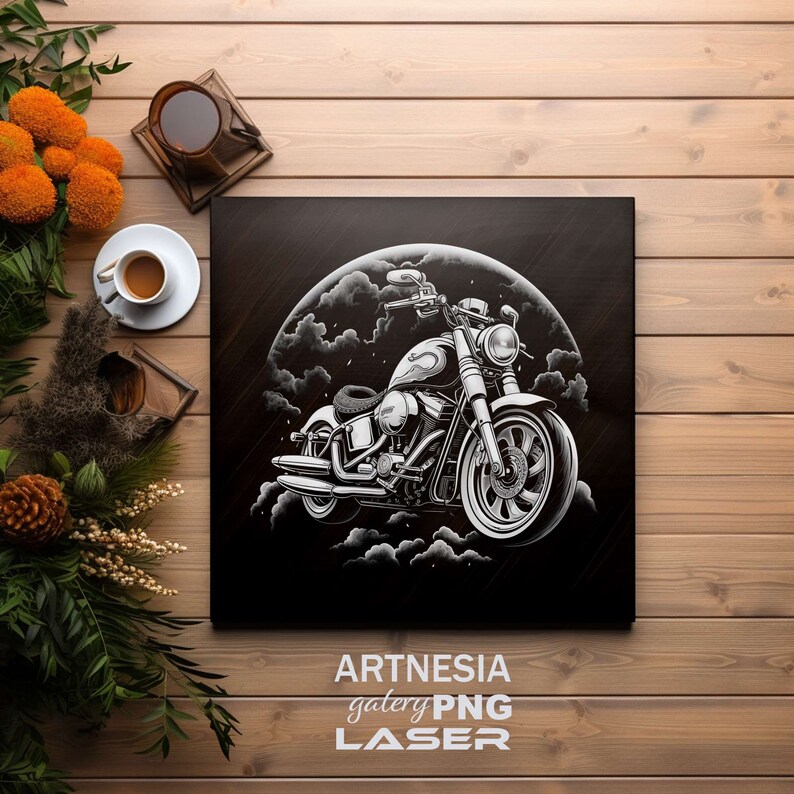 Motorcycle PNG Laser Engraving File for Slate Coaster, Laser Ready ...