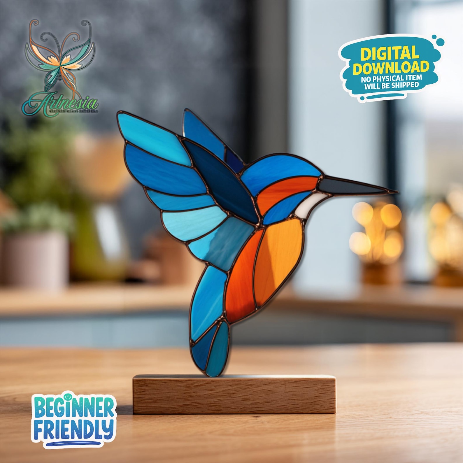 Flying Kingfisher Stained Glass Pattern, Kingfisher Stained Glass ...