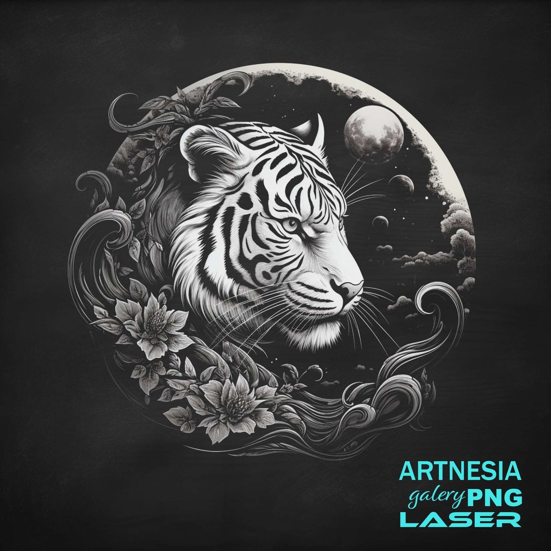 Tiger PNG Laser Engraving File for Slate Coaster, Laser Ready Design, Slate Coaster Engraved ...