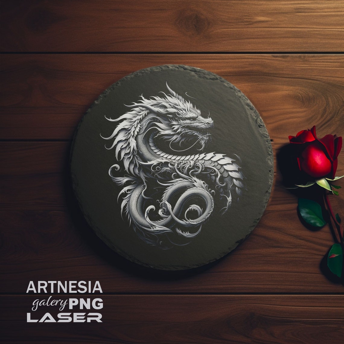 Dragon V3 PNG Laser Engraving File for Slate Coaster, Laser Ready ...