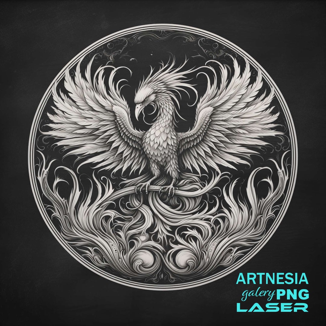 Phoenix V2 PNG Laser Engraving File for Slate Coaster, Laser Ready ...