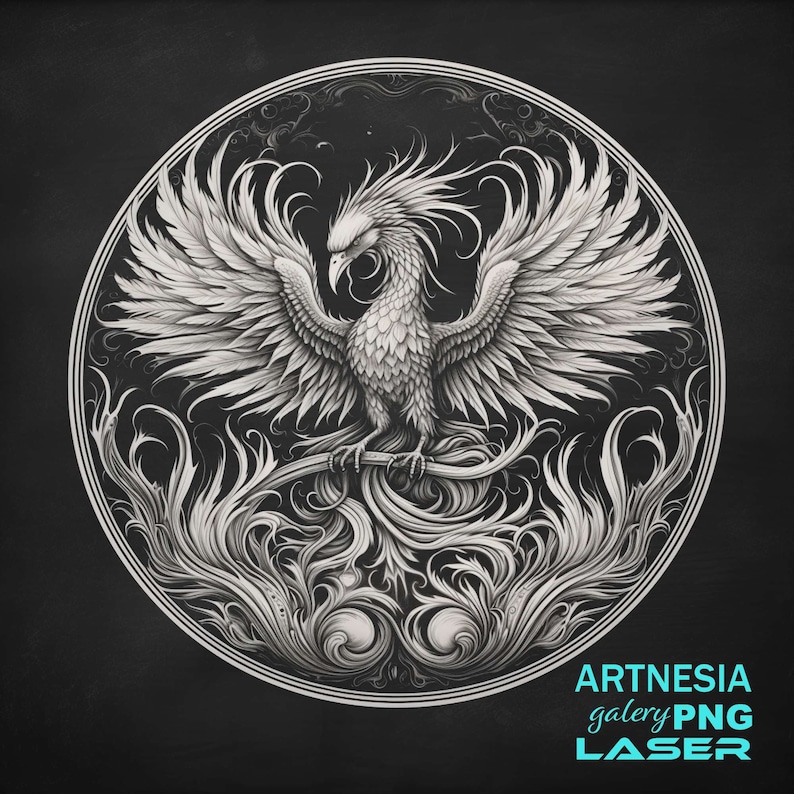 Phoenix V2 PNG Laser Engraving File for Slate Coaster, Laser Ready ...