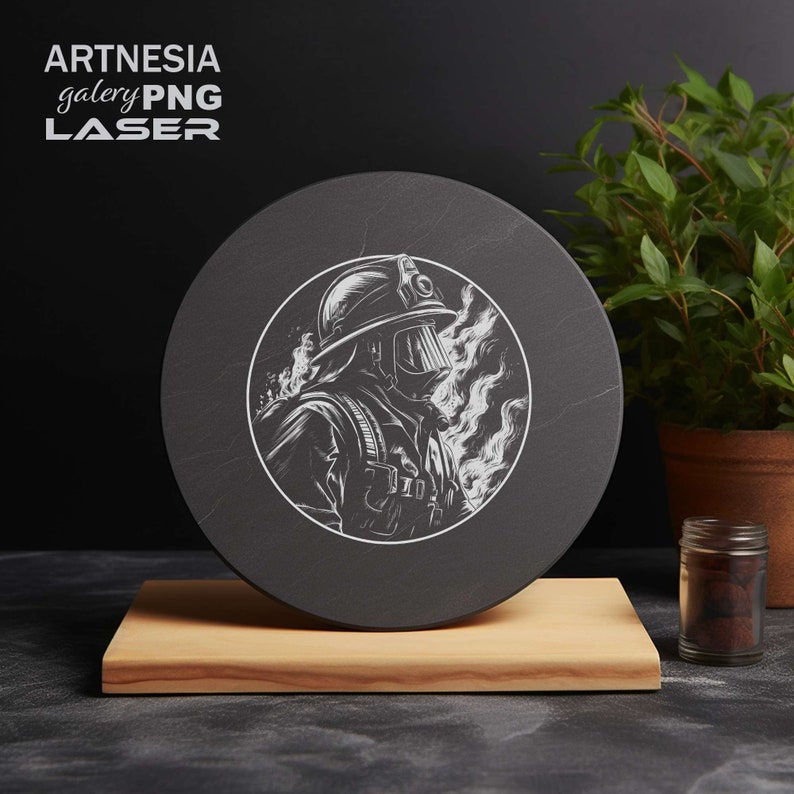 Firefighter V3 PNG Laser Engraving File for Slate Coaster, Laser Ready ...