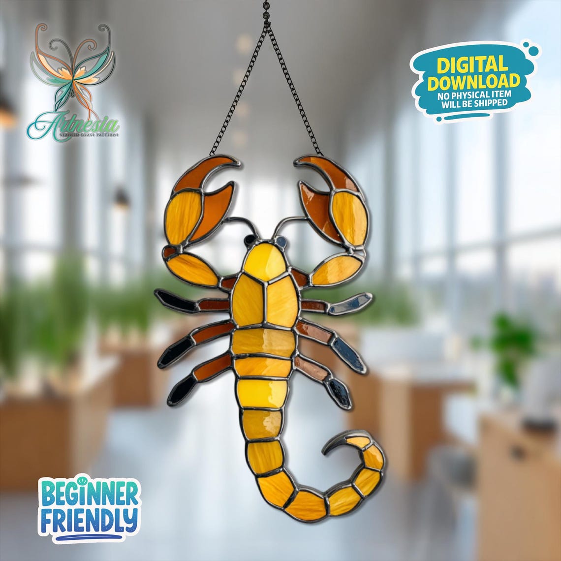Scorpion Stained Glass Pattern, Scorpion Sign Suncatcher, Zodiac ...