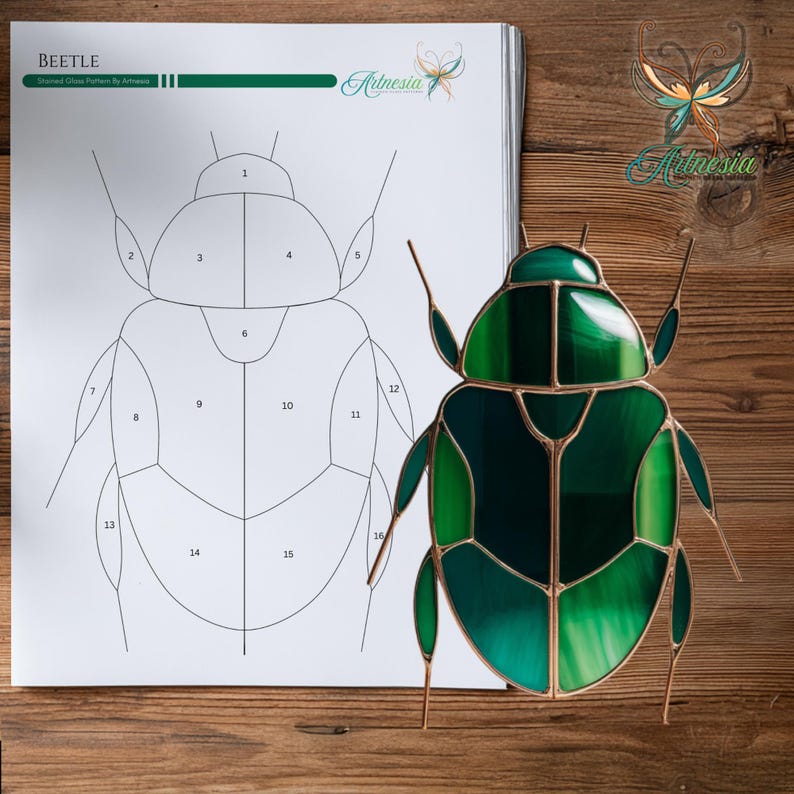 Beetle Stained Glass Pattern, Beetle Stained Glass, Beetle Suncatcher ...