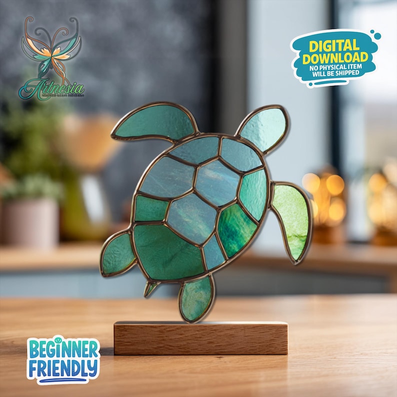 Turtle Stained Glass Pattern, Turtle Stained Glass, Suncatcher, Turtle ...