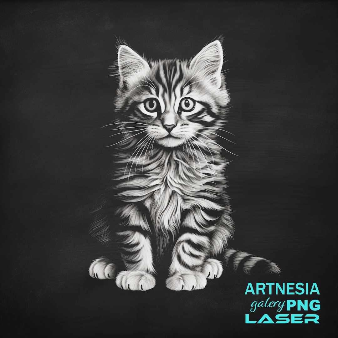 Realistic Cat PNG Laser Engraving File for Slate Coaster, Laser Ready ...