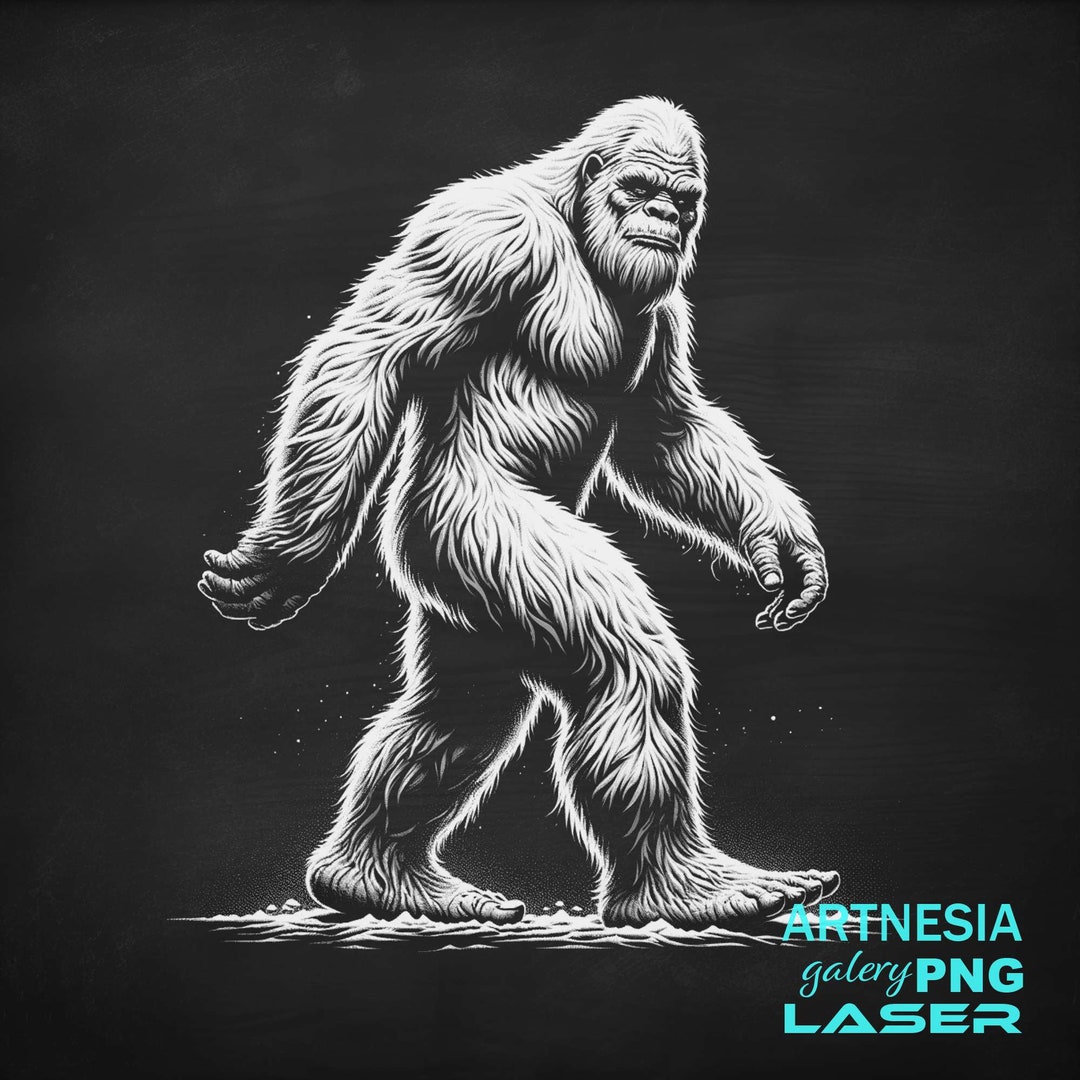 Bigfoot PNG Laser Engraving File for Slate Coaster, Laser Ready Design ...