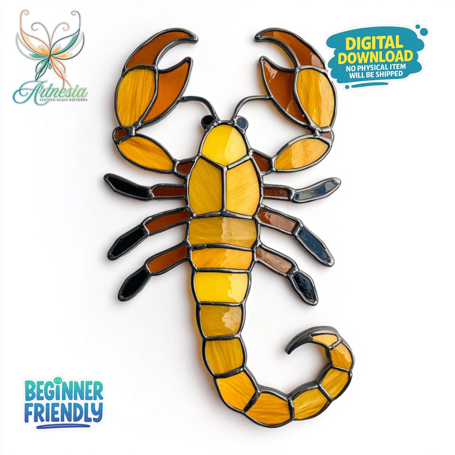 Scorpion Stained Glass Pattern, Scorpion Sign Suncatcher, Zodiac ...