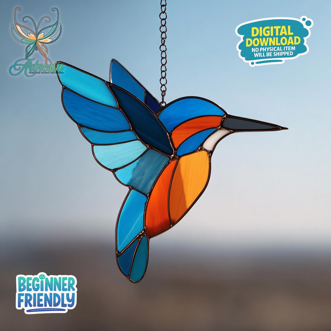 Flying Kingfisher Stained Glass Pattern, Kingfisher Stained Glass ...
