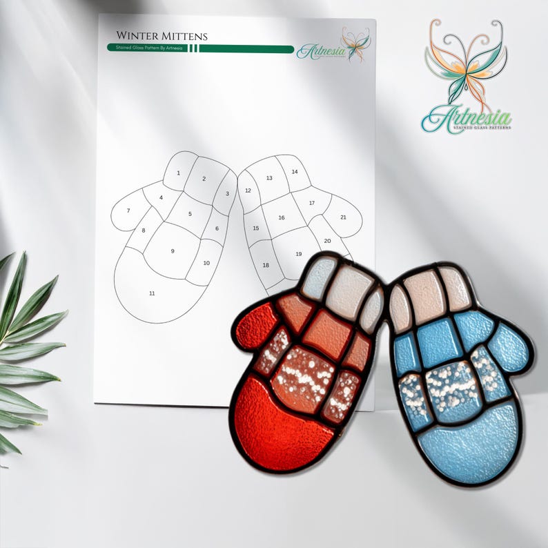 Winter Mittens Stained Glass Pattern, Mittens Suncatcher, Gloves ...