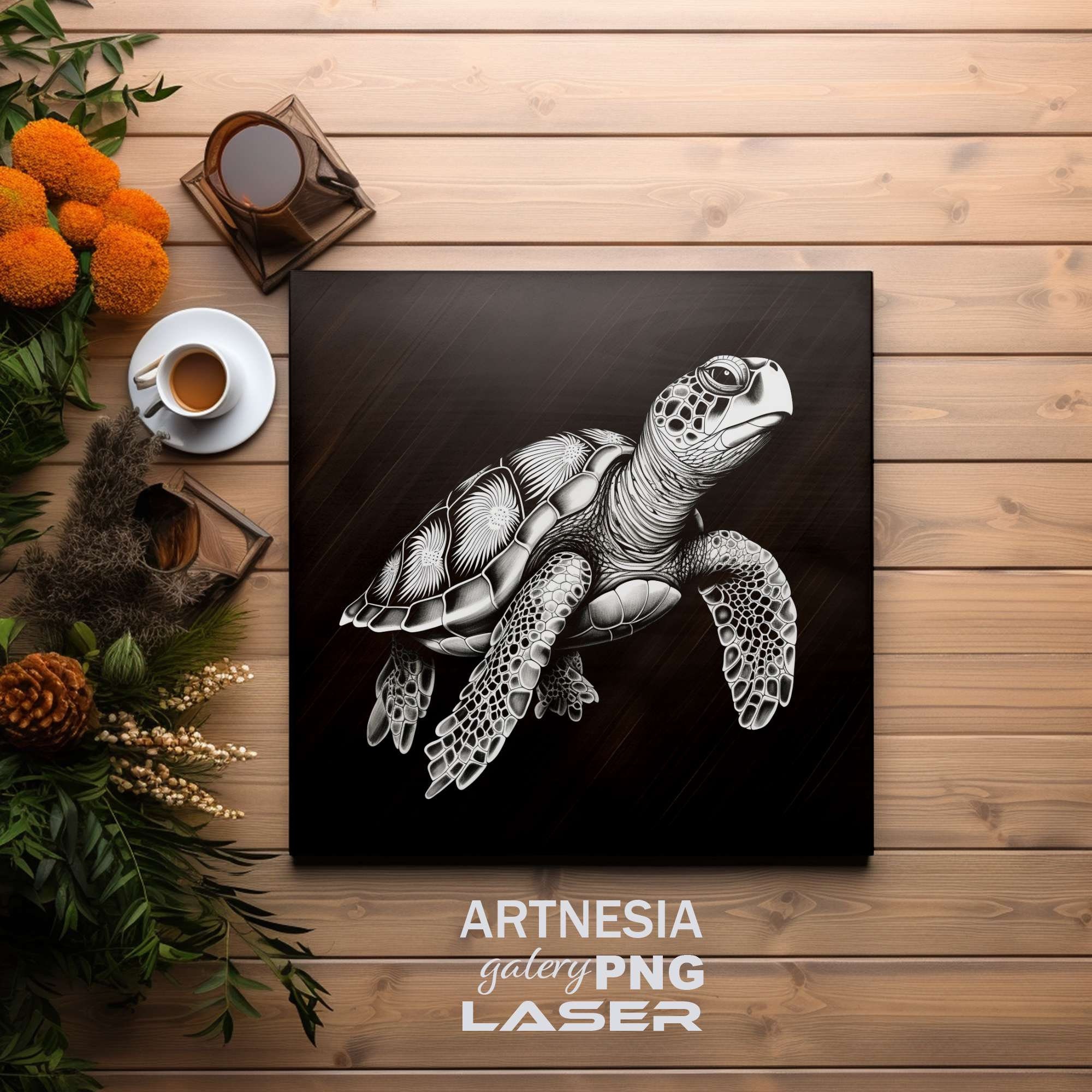 Turtle Animal PNG Laser Engraving File for Slate Coaster, Laser Ready ...