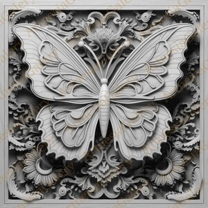 4 Butterfly 3D Illusion PNG Laser Burn File, Digital Relief Design ...