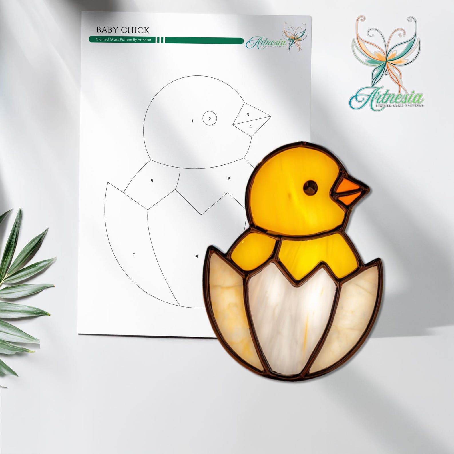 Baby Chick Stained Glass Pattern, Cute Chick Suncatcher, Stained Glass ...