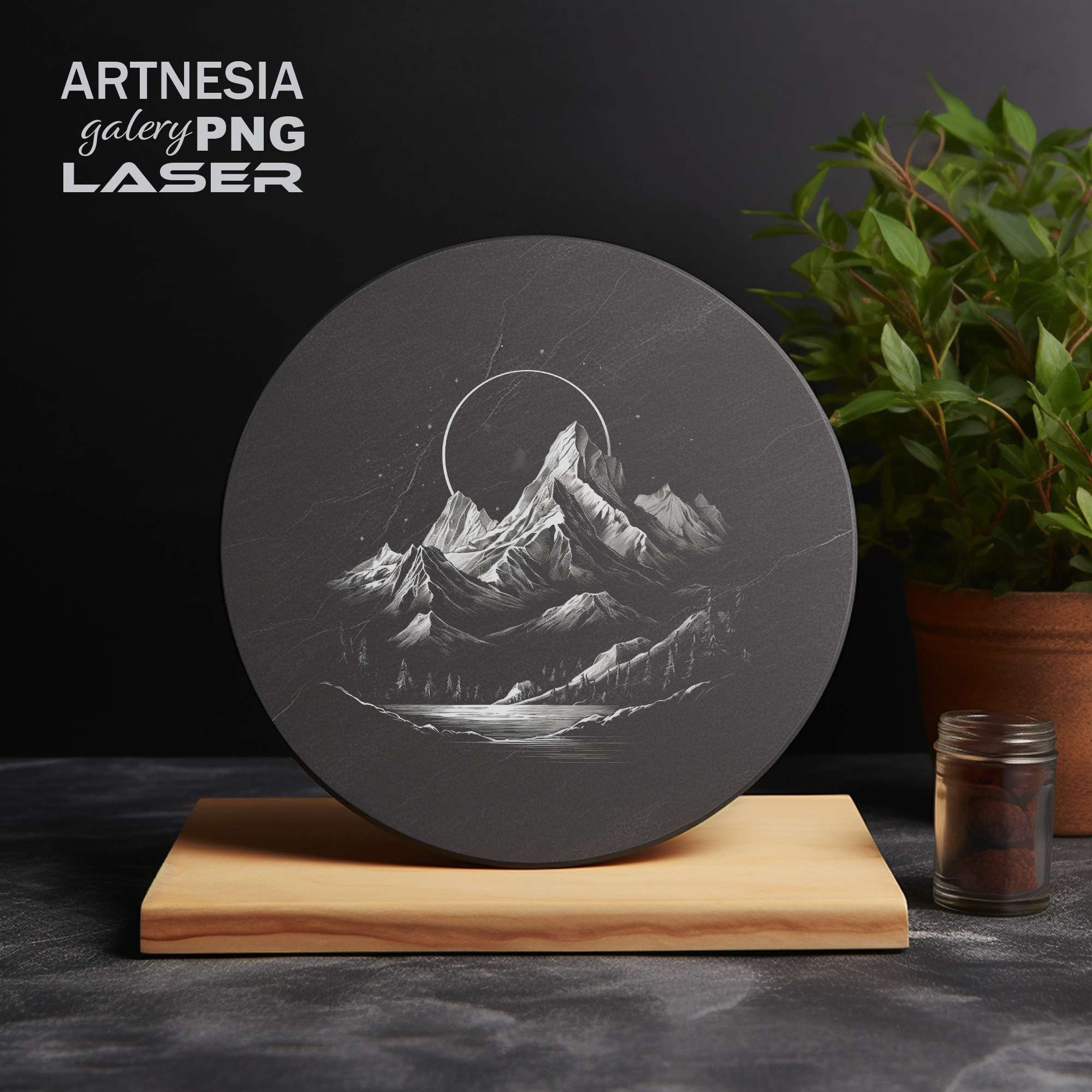 Mountain Range PNG Laser Engraving File for Slate Coaster, Laser Ready ...