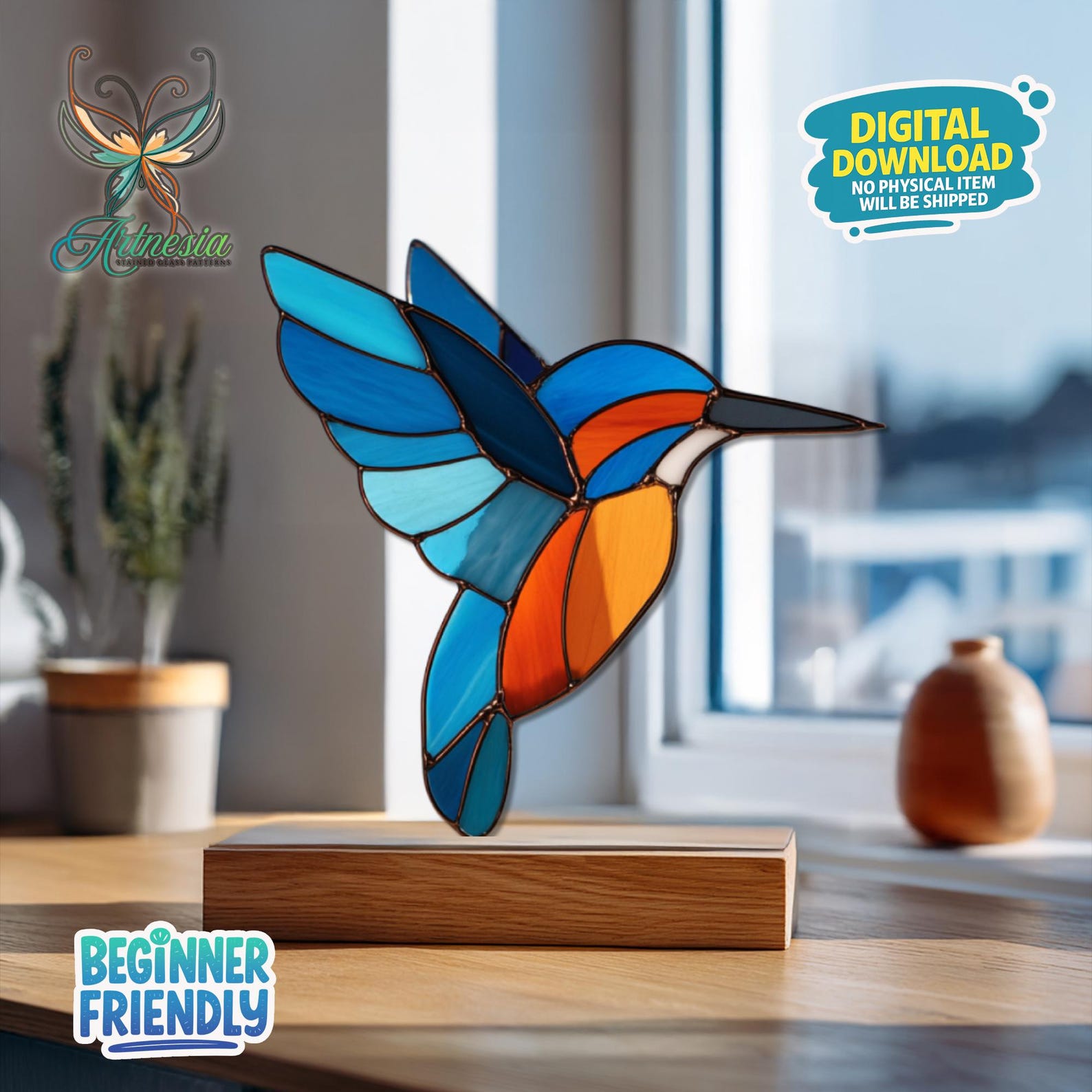 Flying Kingfisher Stained Glass Pattern, Kingfisher Stained Glass ...