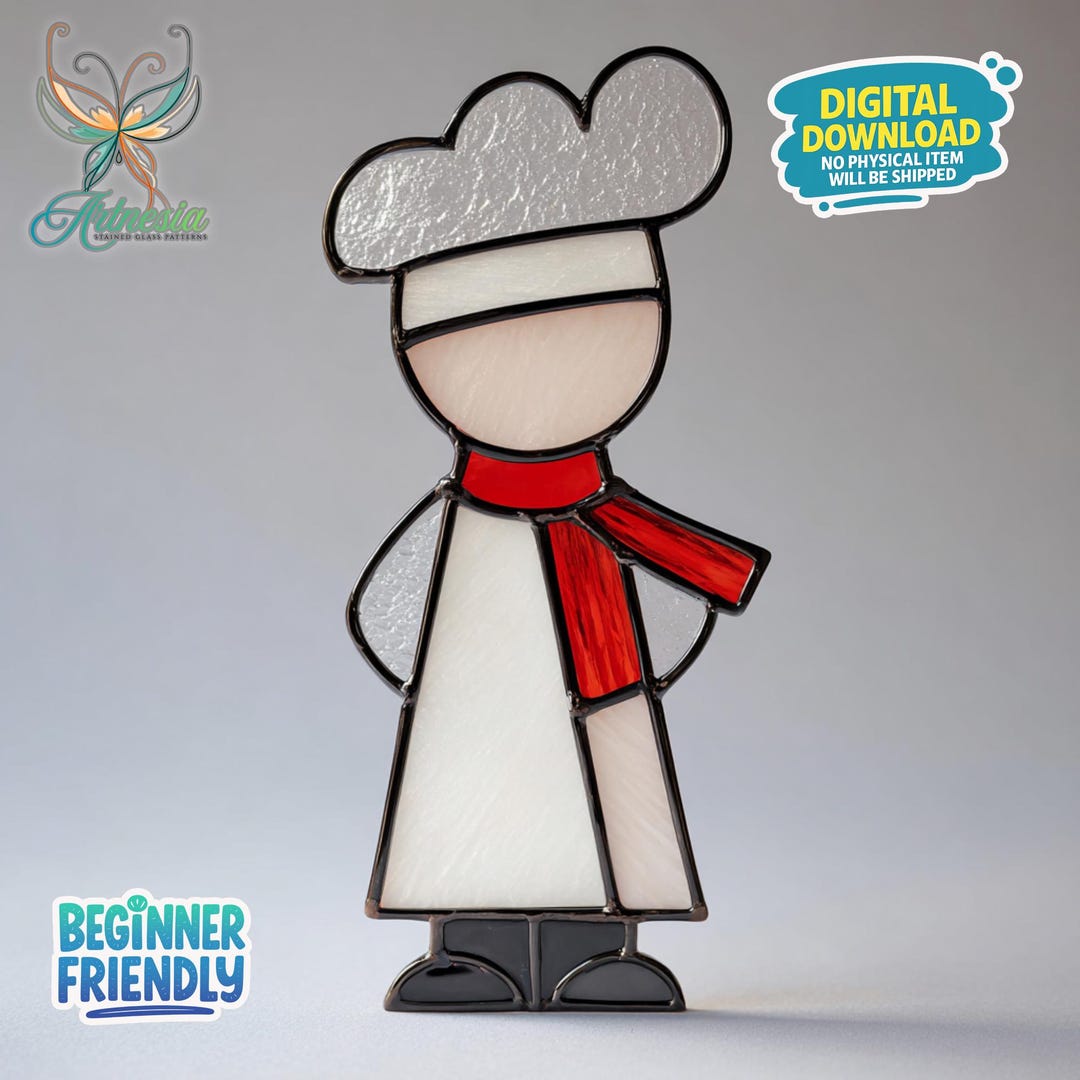 Chef Stained Glass Pattern, Chef Suncatcher, Stained Glass Chef ...