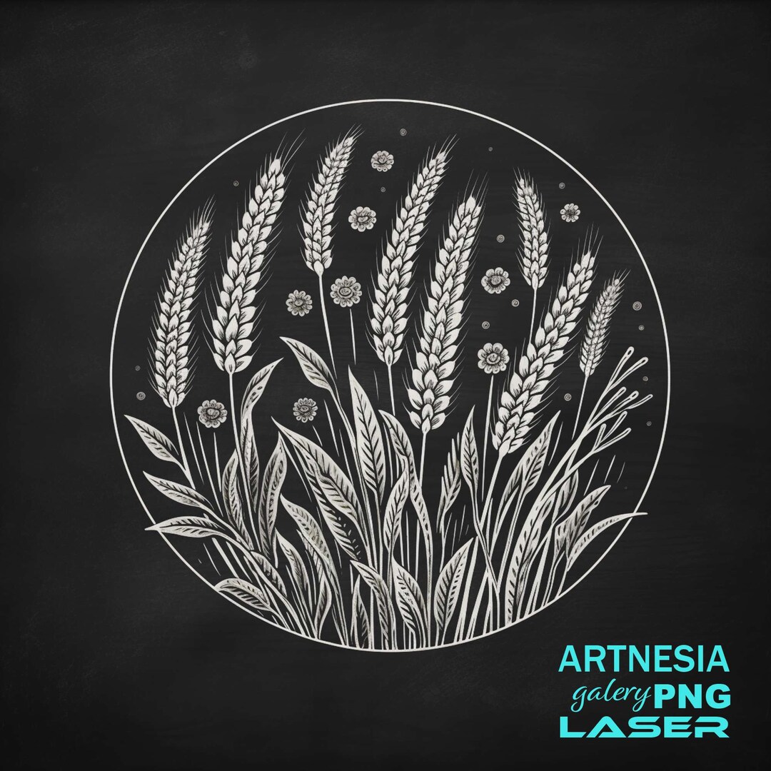 Wheat PNG Laser Engraving File for Slate Coaster, Laser Ready Design ...