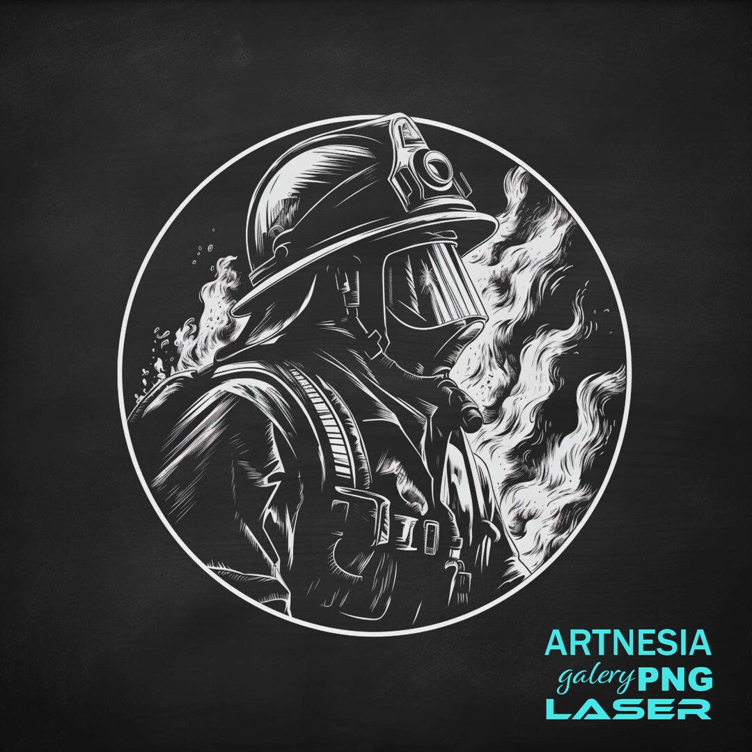 Firefighter V3 PNG Laser Engraving File for Slate Coaster, Laser Ready ...