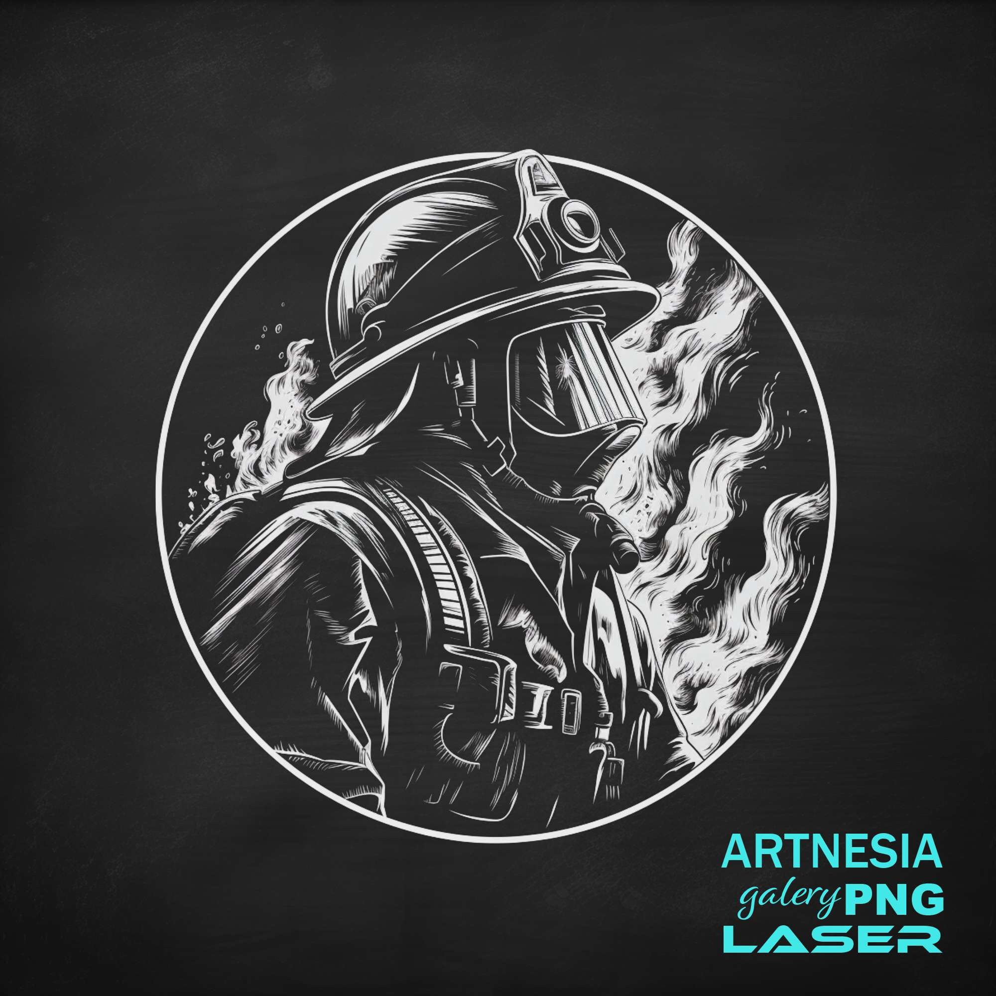 Firefighter V3 PNG Laser Engraving File for Slate Coaster, Laser Ready ...