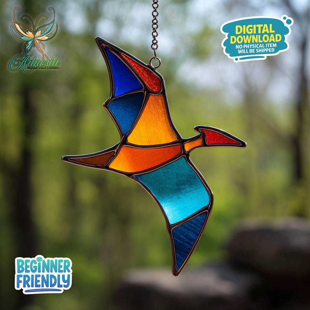 Pterosaurs Dinosaur Stained Glass Pattern, Pterosaurs Suncatcher ...