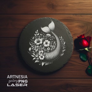 Mermaid Tail PNG Laser Engraving File for Slate Coaster, Laser Ready ...