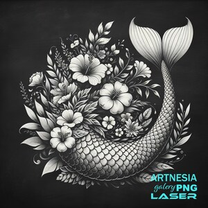 Mermaid Tail PNG Laser Engraving File for Slate Coaster, Laser Ready ...