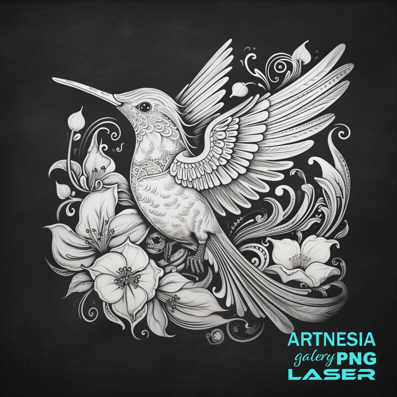 Humming Bird V2 PNG Laser Engraving File for Slate Coaster, Laser Ready ...