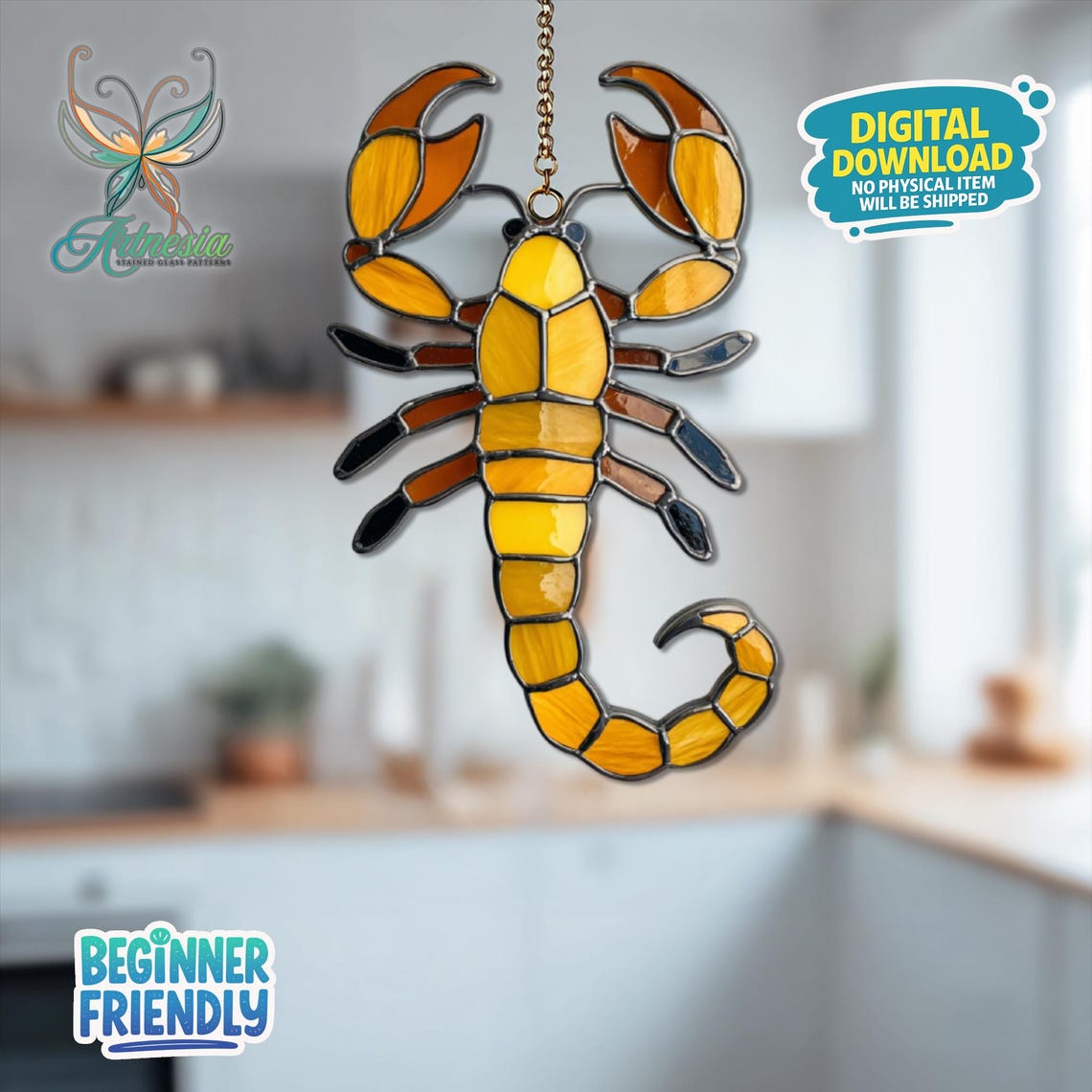 Scorpion Stained Glass Pattern, Scorpion Sign Suncatcher, Zodiac ...
