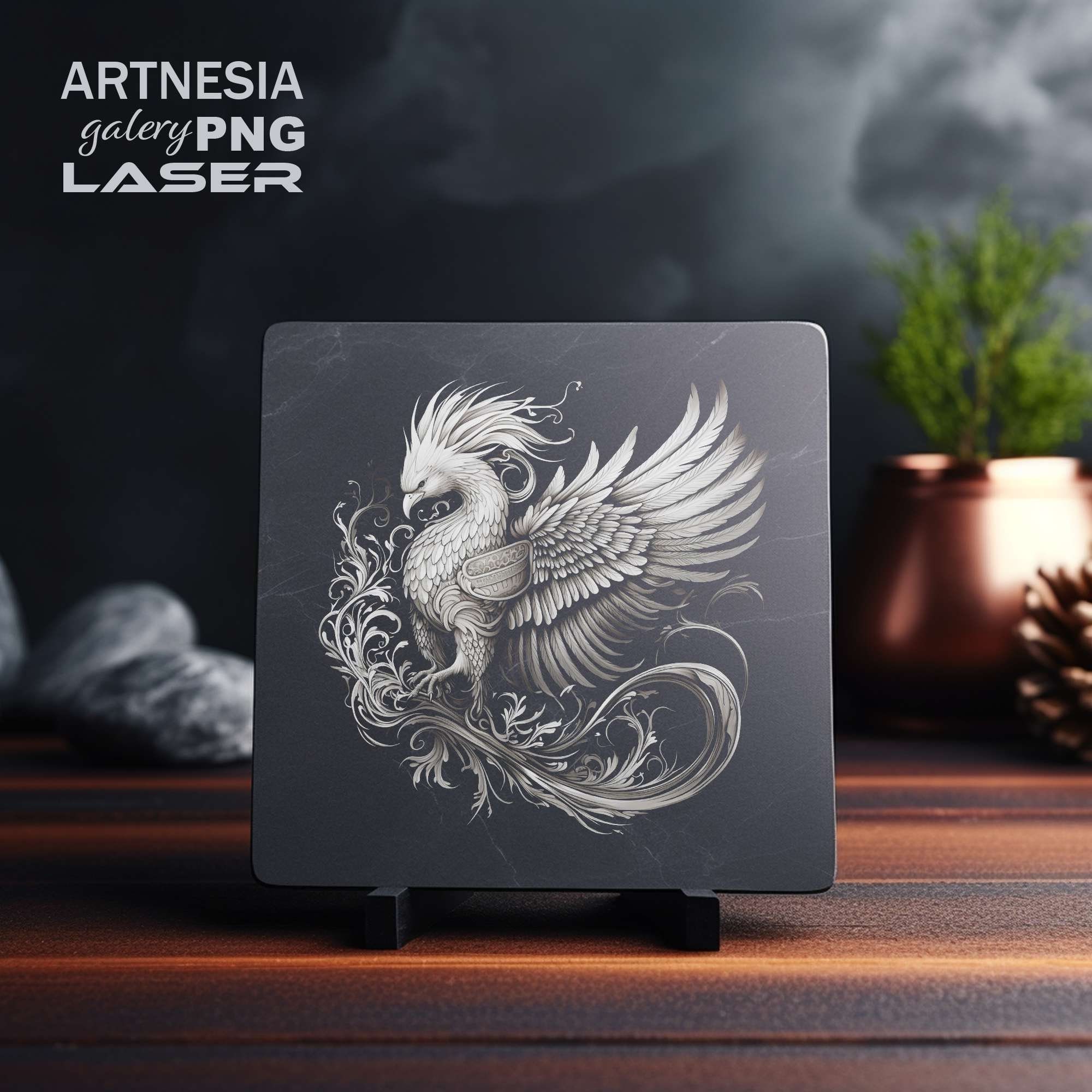Phoenix PNG Laser Engraving File for Slate Coaster, Laser Ready Design ...