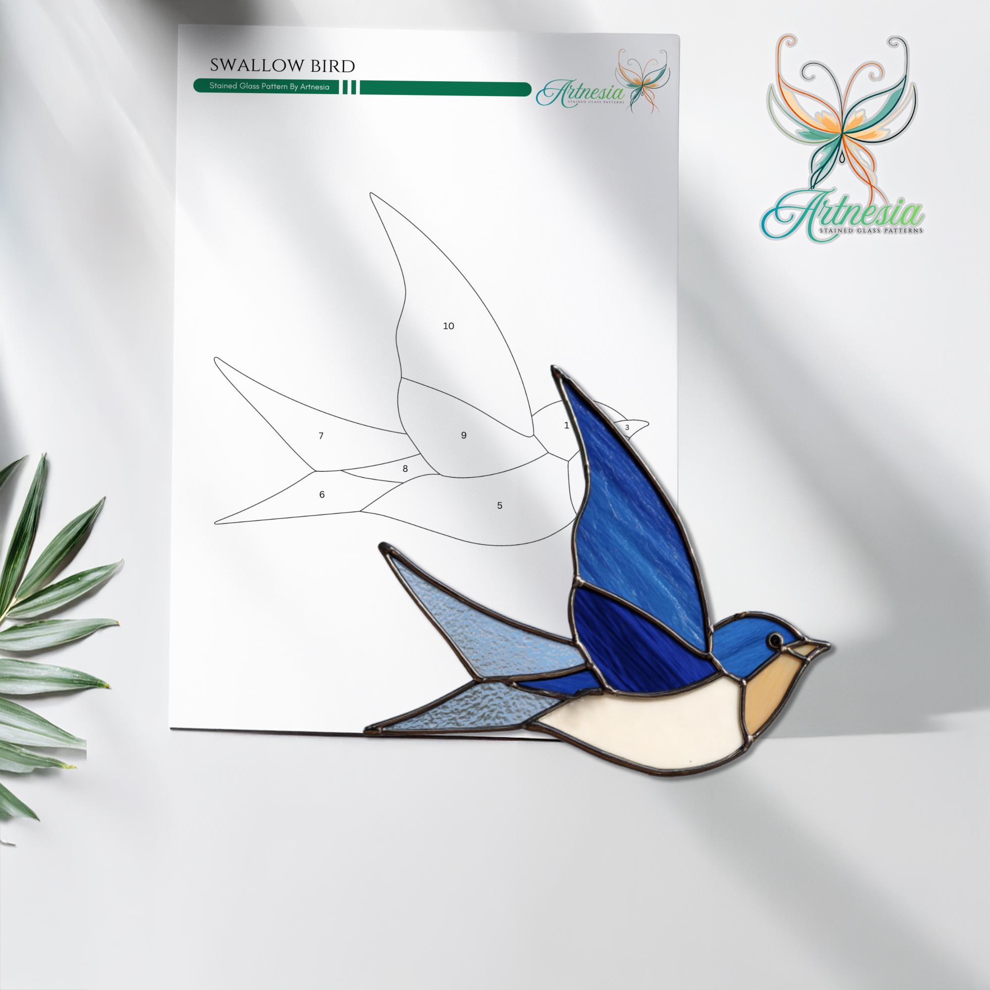 Swallow Bird Stained Glass Pattern, Bird Stained Glass, Swallow ...