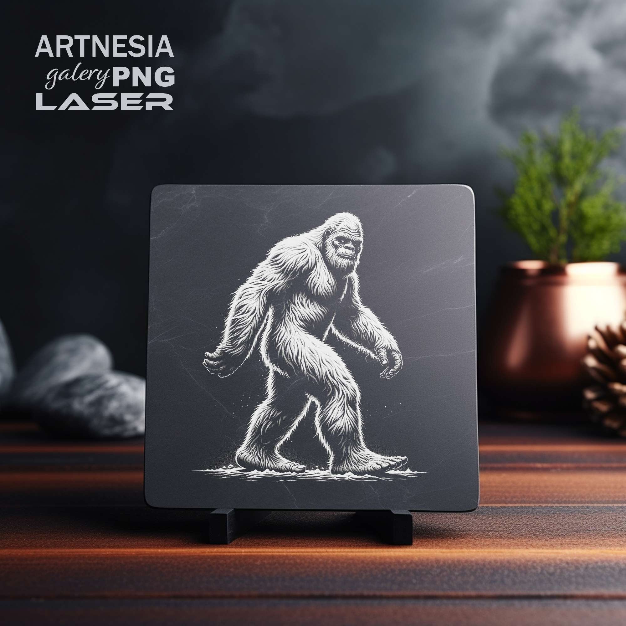 Bigfoot PNG Laser Engraving File for Slate Coaster, Laser Ready Design ...