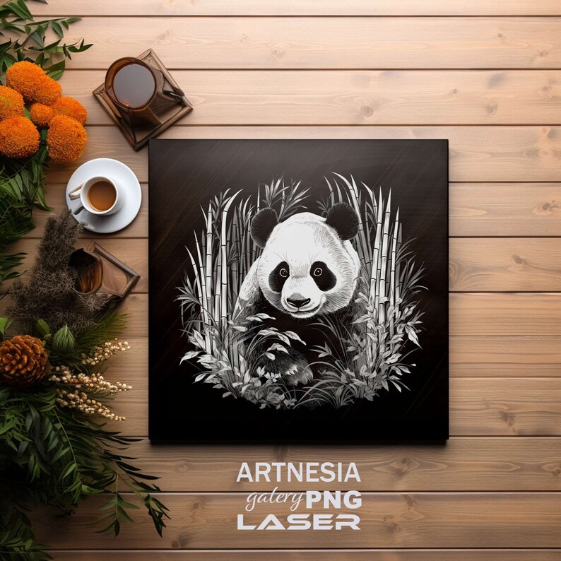 Panda Animal PNG Laser Engraving File for Slate Coaster, Laser Ready ...