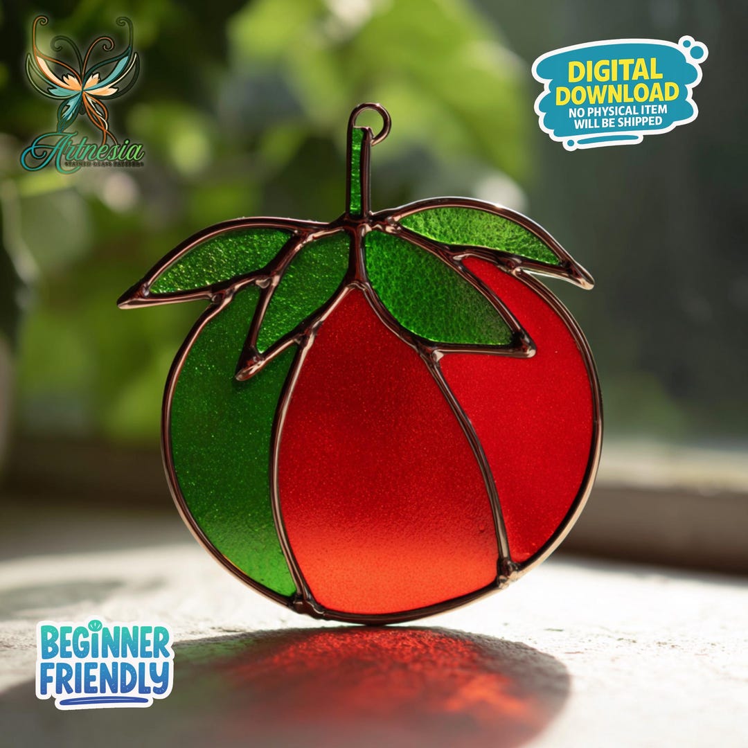 Tomato Stained Glass Pattern, Red Tomato Suncatcher, Vegetable Stained ...