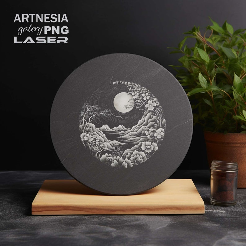 River PNG Laser Engraving File for Slate Coaster, Laser Ready Design ...