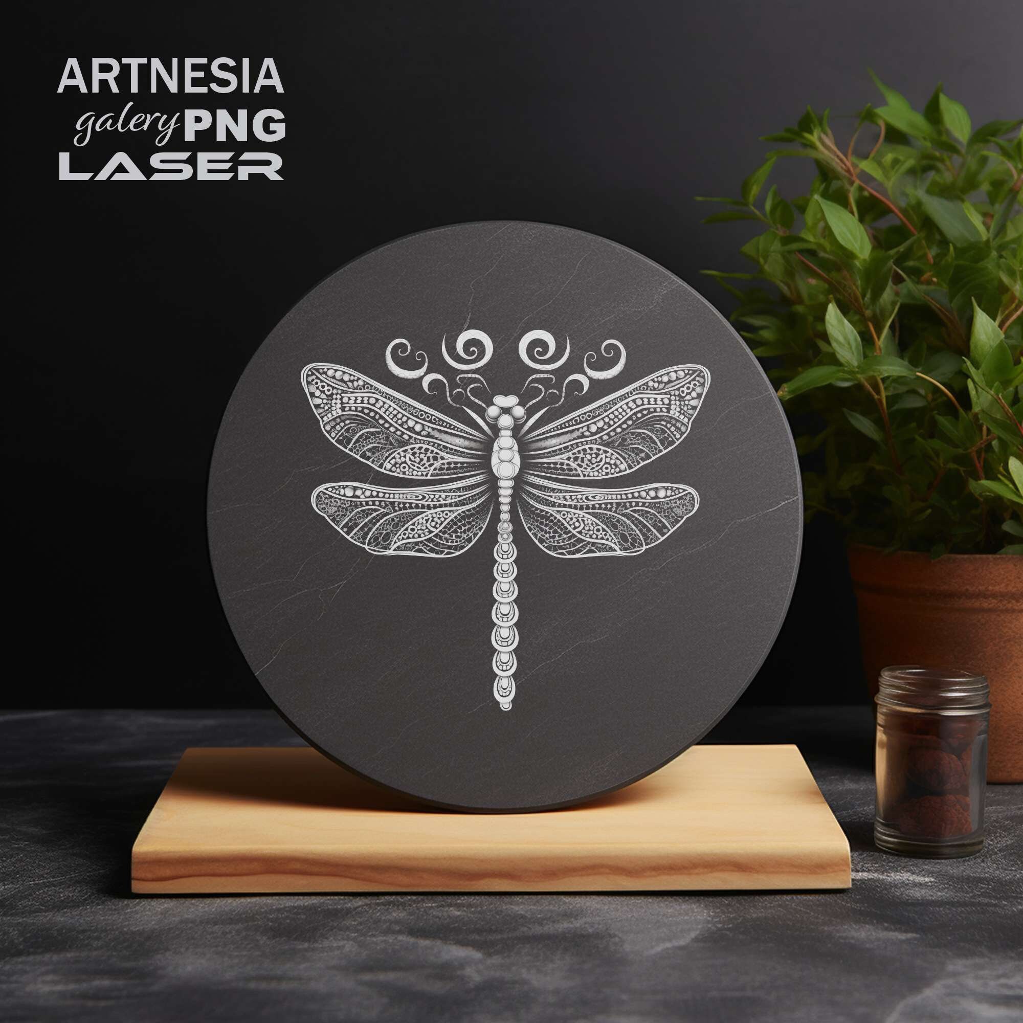 Dragonfly V1 PNG Laser Engraving File for Slate Coaster, Laser Ready ...