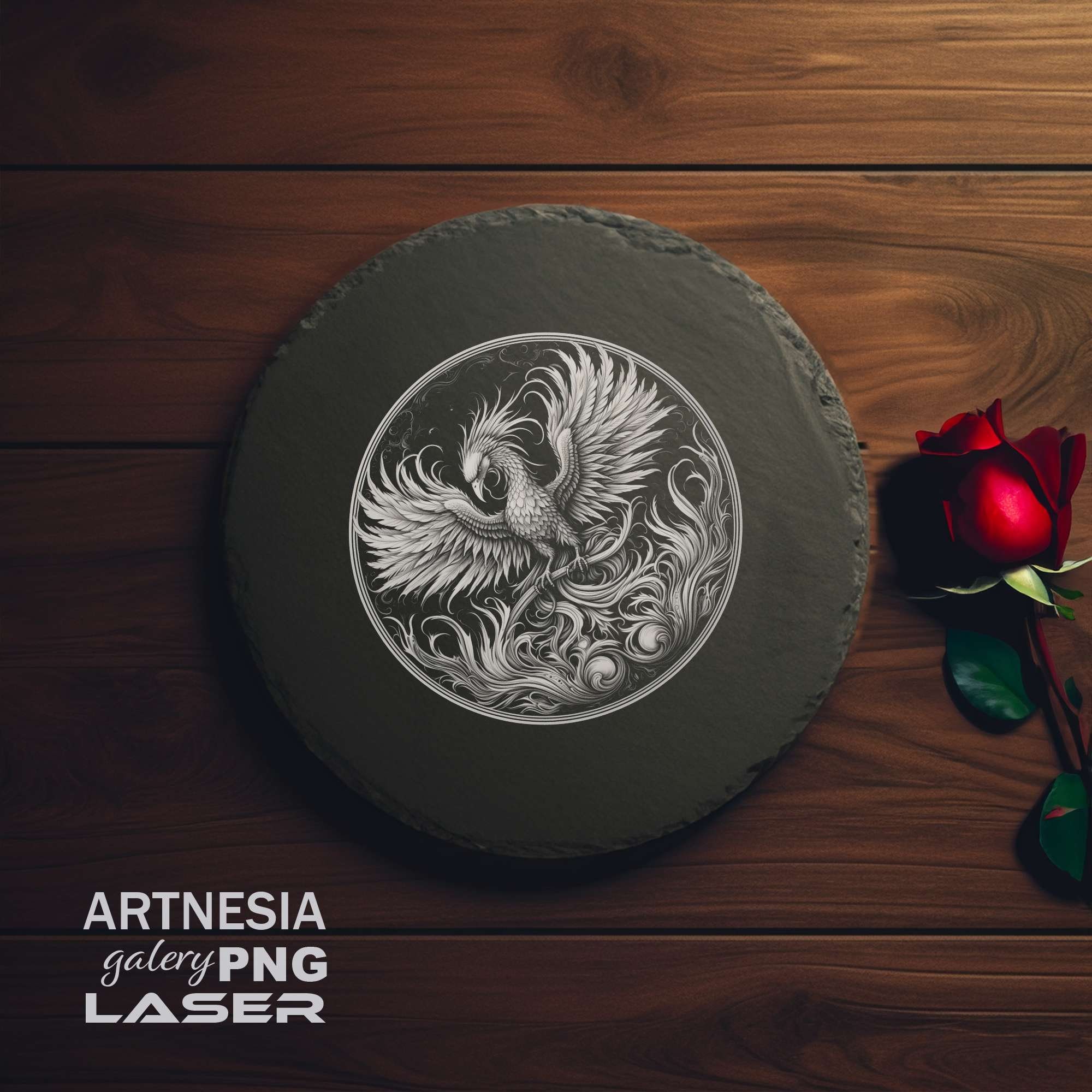 Phoenix V2 PNG Laser Engraving File for Slate Coaster, Laser Ready ...