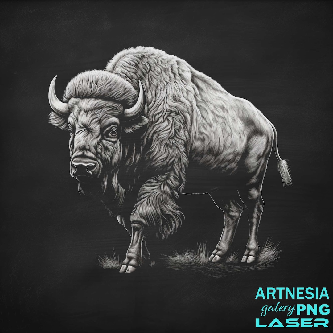 Bison PNG Laser Engraving File for Slate Coaster, Laser Ready Design ...