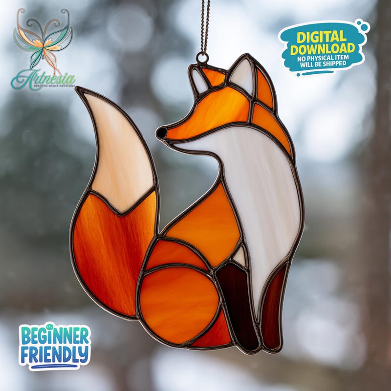 Stained Glass Fox - Etsy