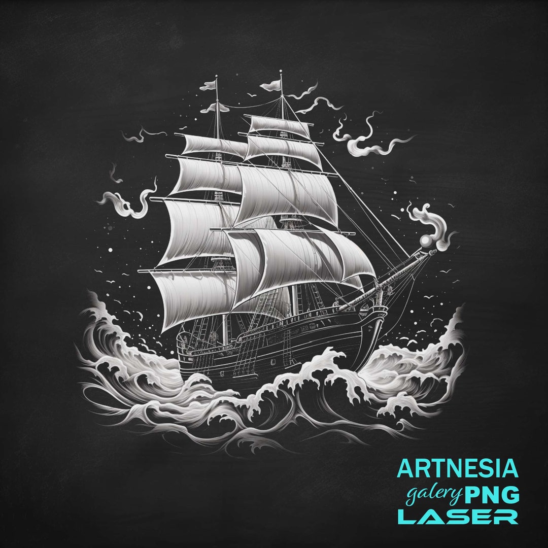 Sailing Boat V2 PNG Laser Engraving File for Slate Coaster, Laser Ready ...