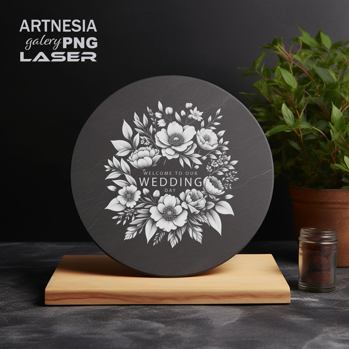 Welcome to Our Wedding Day PNG Laser Engraving File for Slate Coaster ...