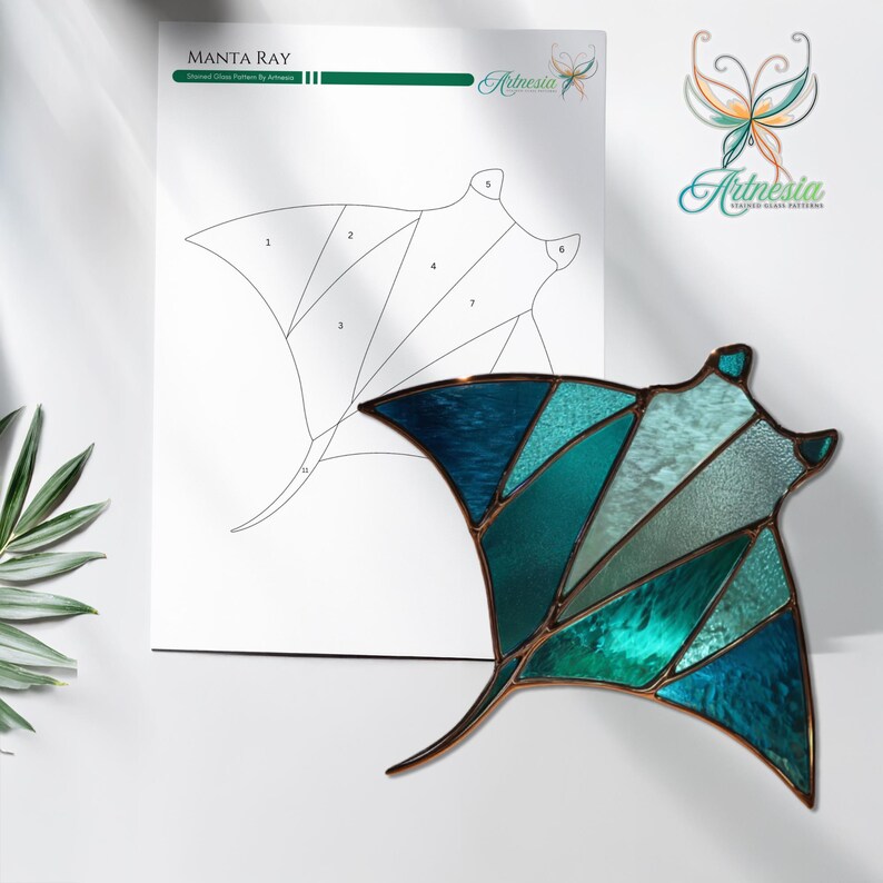 Manta Ray Stained Glass Pattern, Manta Ray Suncatcher, Stained Glass ...
