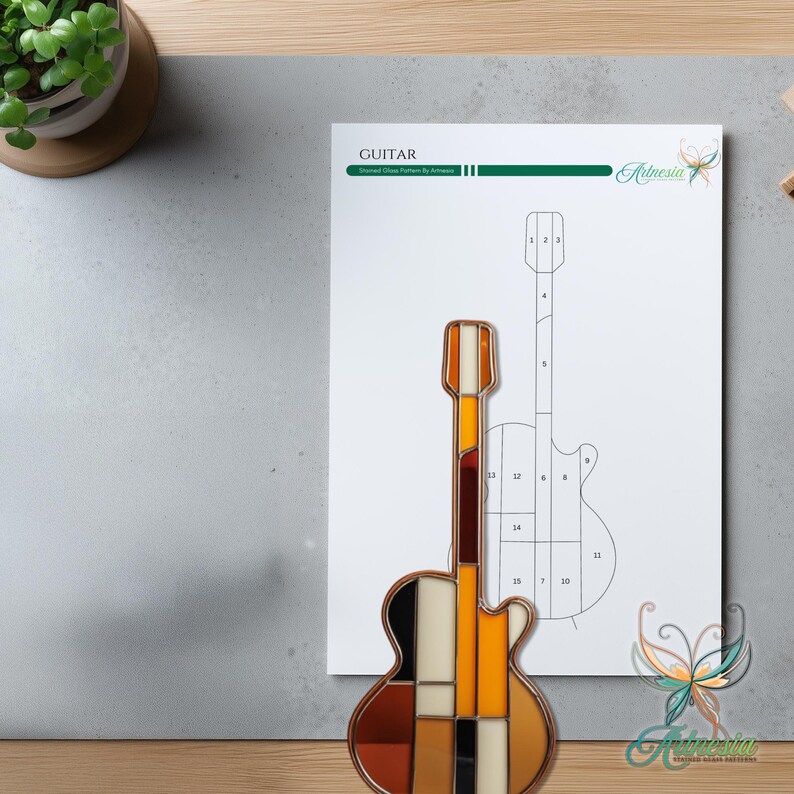 Guitar Stained Glass Pattern, Guitar Stained Glass, Suncatcher ...