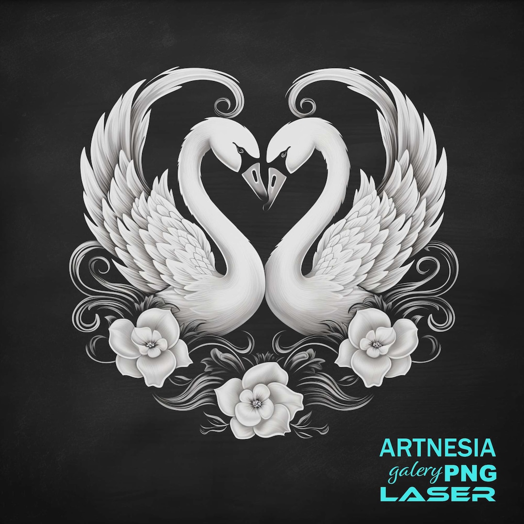 Swan Love PNG Laser Engraving File for Slate Coaster, Laser Ready ...