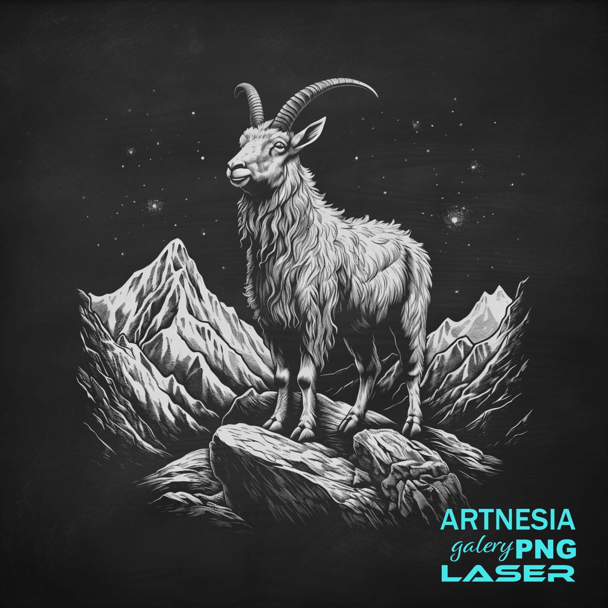 Goat PNG Laser Engraving File for Slate Coaster, Laser Ready Design ...