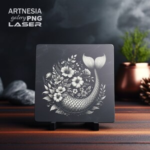 Mermaid Tail PNG Laser Engraving File for Slate Coaster, Laser Ready ...