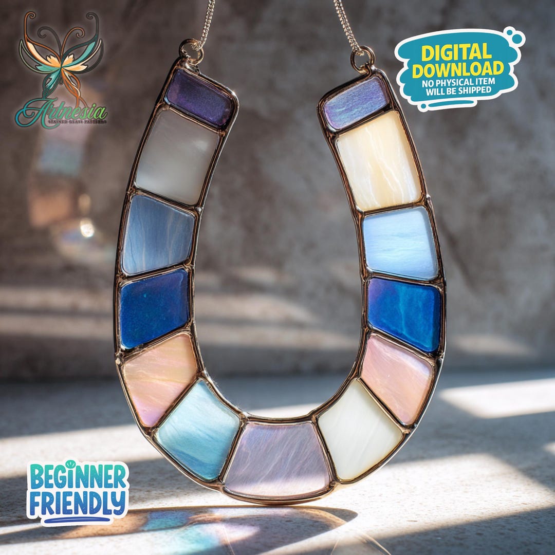 Horseshoe Stained Glass Pattern, Horseshoe Suncatcher, Horse Stained ...