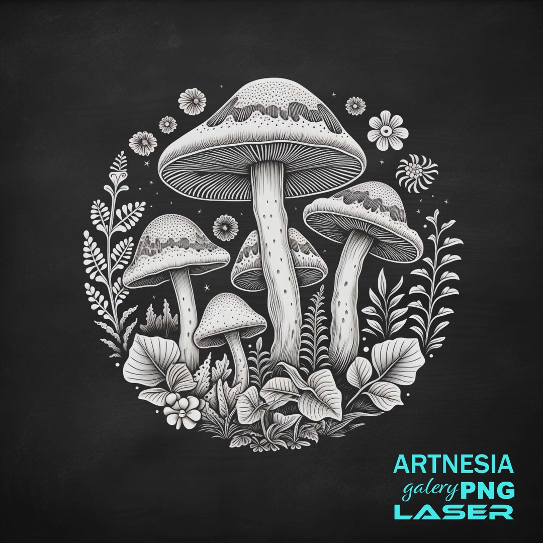 Mushroom V2 PNG Laser Engraving File for Slate Coaster, Laser Ready ...