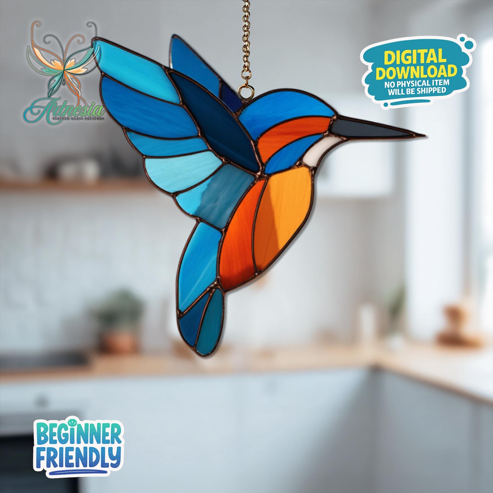 Flying Kingfisher Stained Glass Pattern, Kingfisher Stained Glass ...