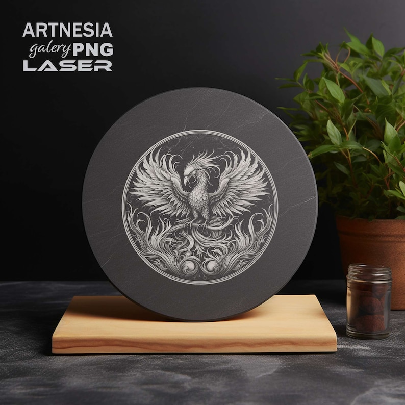 Phoenix V2 PNG Laser Engraving File for Slate Coaster, Laser Ready ...